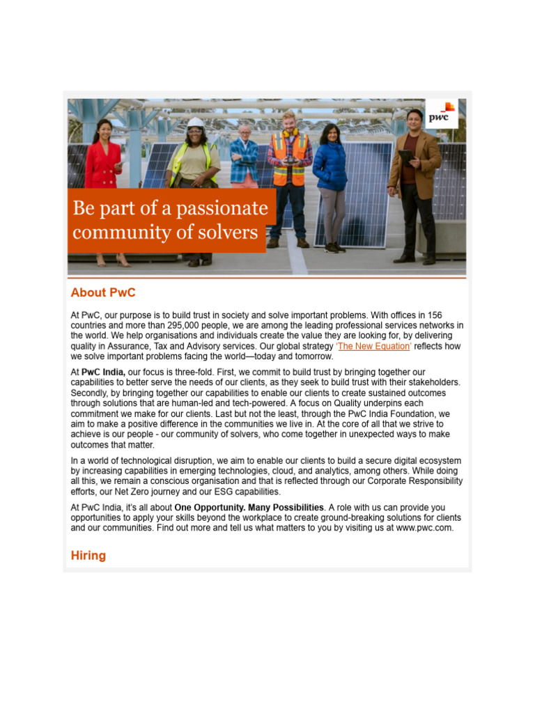 PWC - JD Template - RC - FTE | PDF | Computer Security | Security