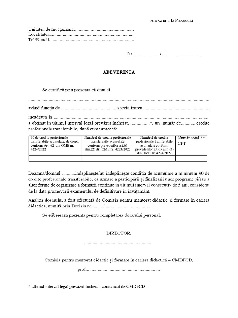 Anexa 1 5 Adeverinta Cerere Declaratie Acord de Prelucrare A Datelor ...