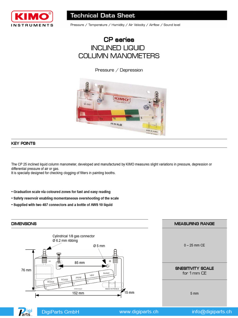 CP Series Inclined Liquid Manometers | PDF