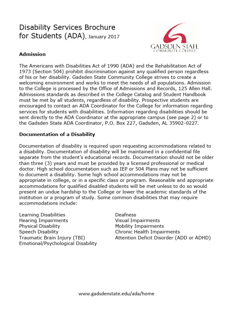 Disability Services Brochure Jan 2017 | PDF | Americans With ...