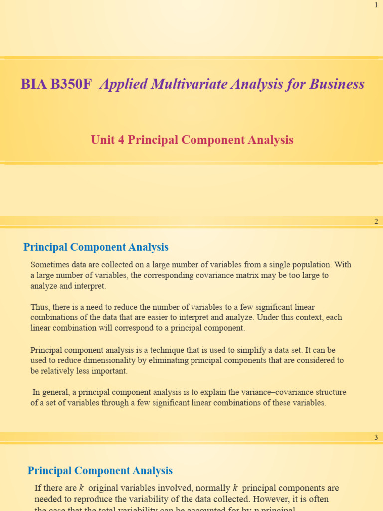 Bia b350f Unit 4 | PDF | Principal Component Analysis | Data Analysis