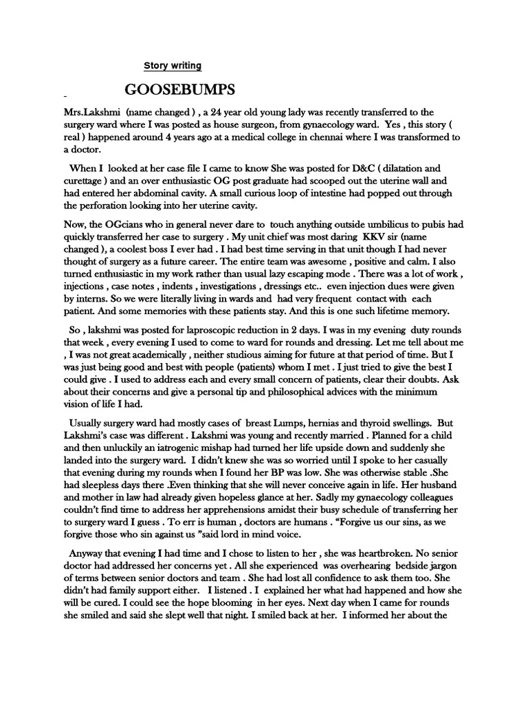 Goosebumps Story | PDF | Medical Specialties | Clinical Medicine