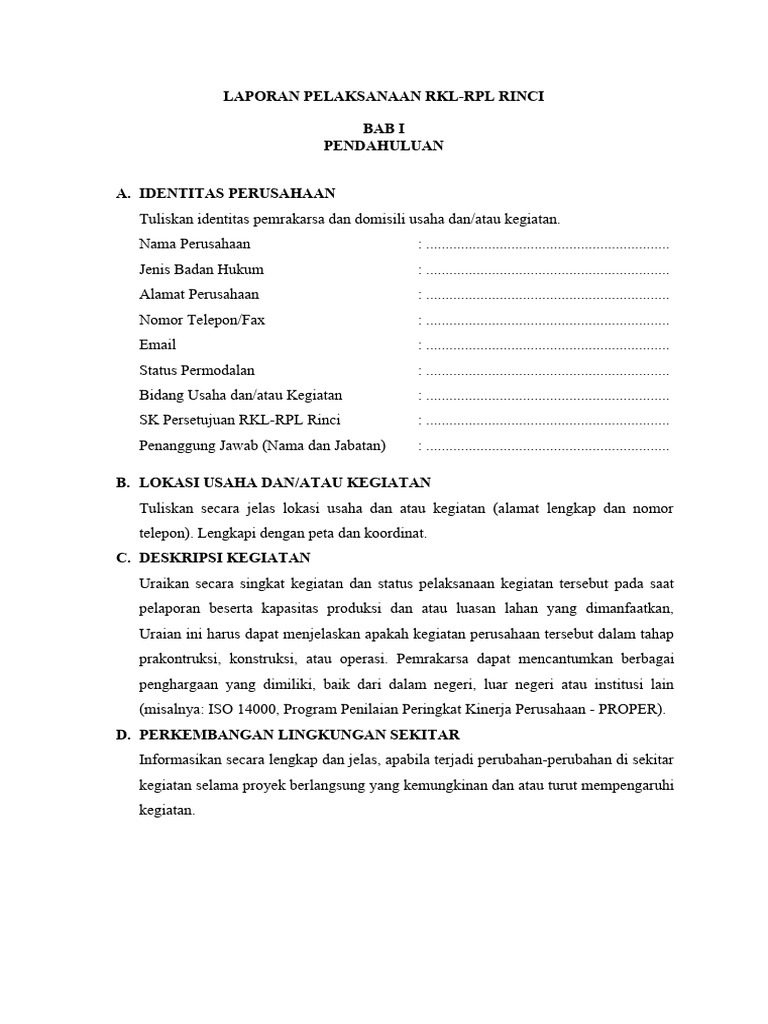Formulir FM-IV Laporan Pelaksanaan RKL-RPL Rinci | PDF | Bisnis