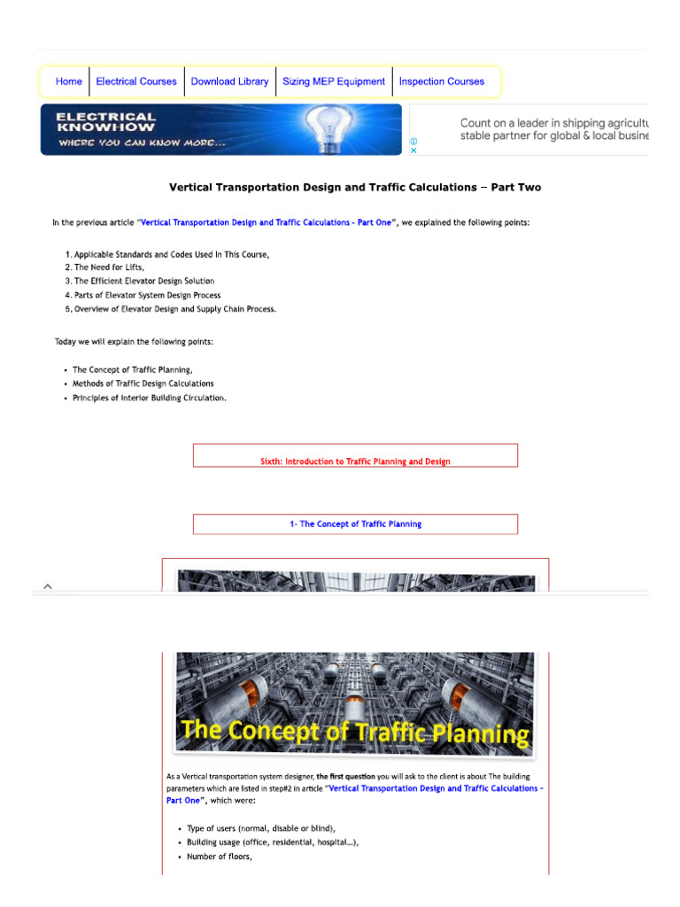 Vertical Transportation Design and Traffic Calculations - Part Two | PDF