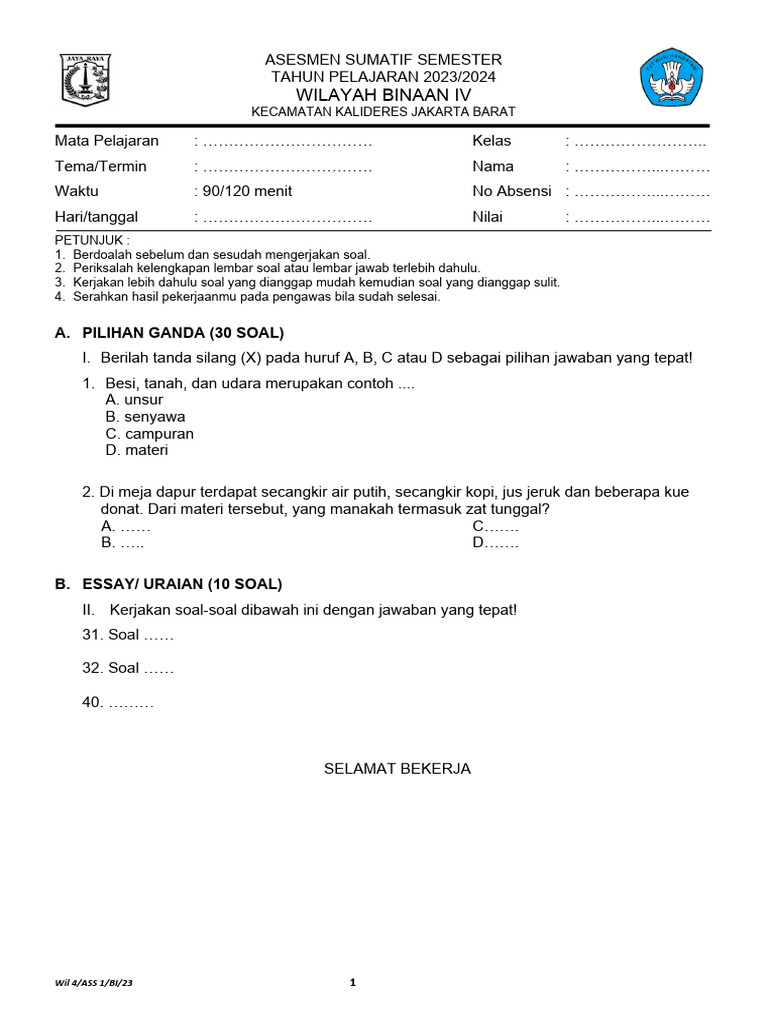 Format Penulisan Soal | PDF