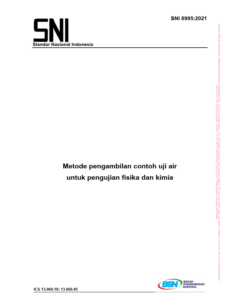 SNI - SNI 8995 - 2021.metode Pengambilan Air (Publish) | PDF