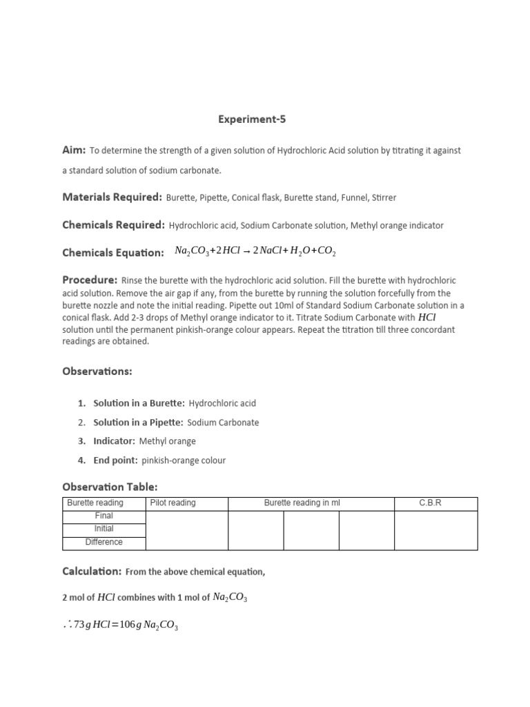 11th Experiment-5 | PDF | Titration | Chemistry
