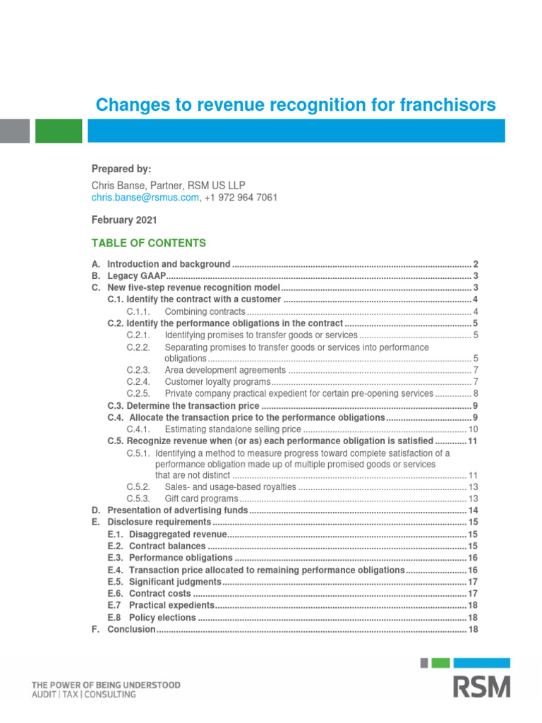 Consumer Goods Franchise Rev Rec White Paper | PDF | Finance & Money ...