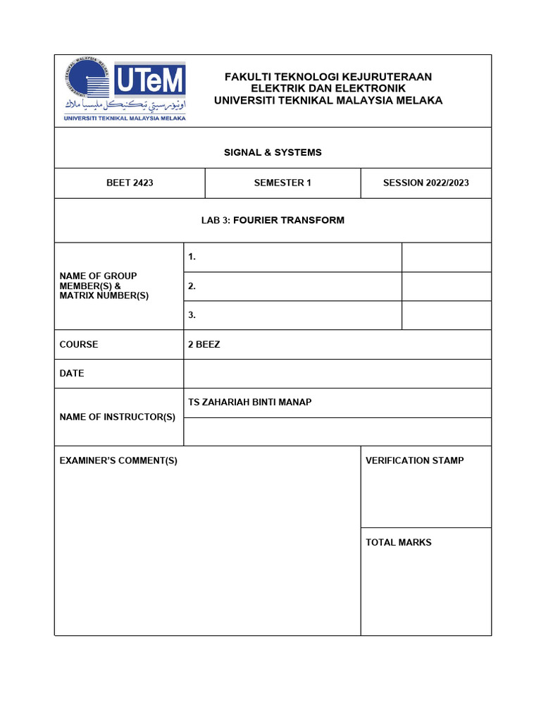 Lab 3 - Fourier Transform | PDF | Spectral Density | Fourier Transform
