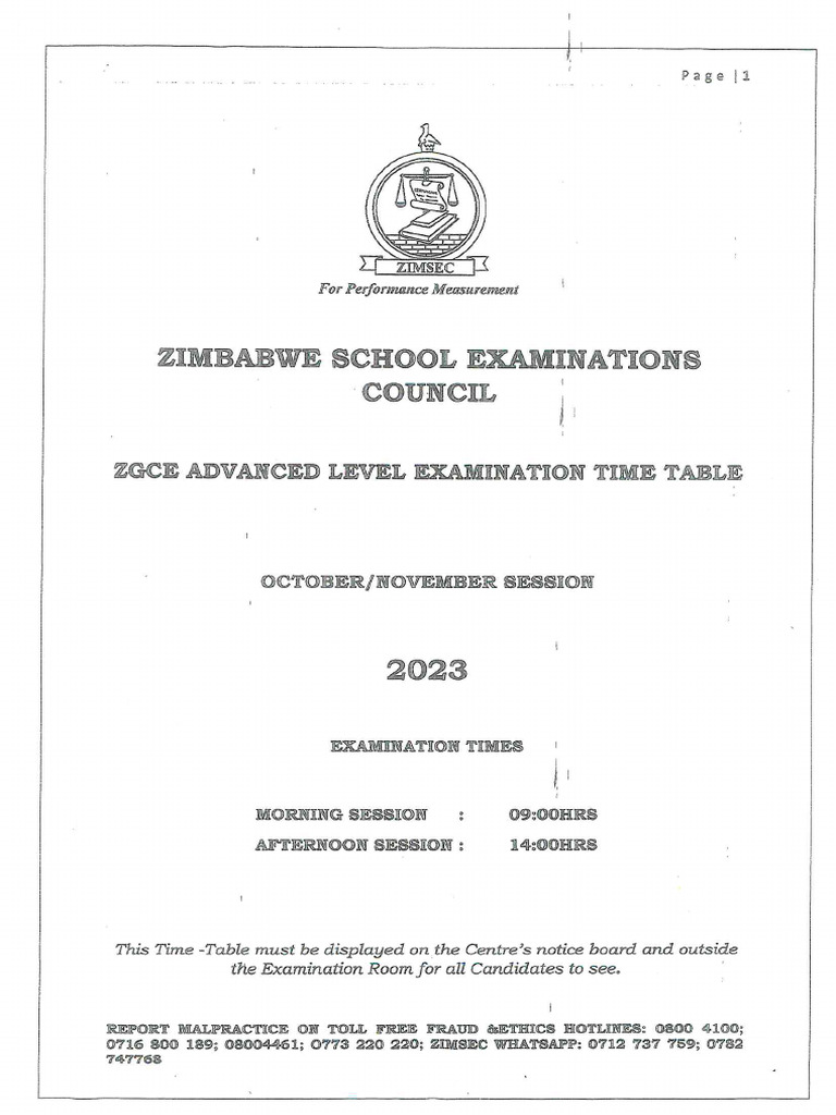 Nov 2023 A Level Timetable | PDF
