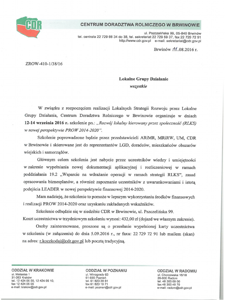 Zaproszenie Na Szkolenie LGD | PDF