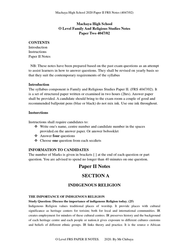 2021 FRS O Level Notes 4047 P2 | PDF
