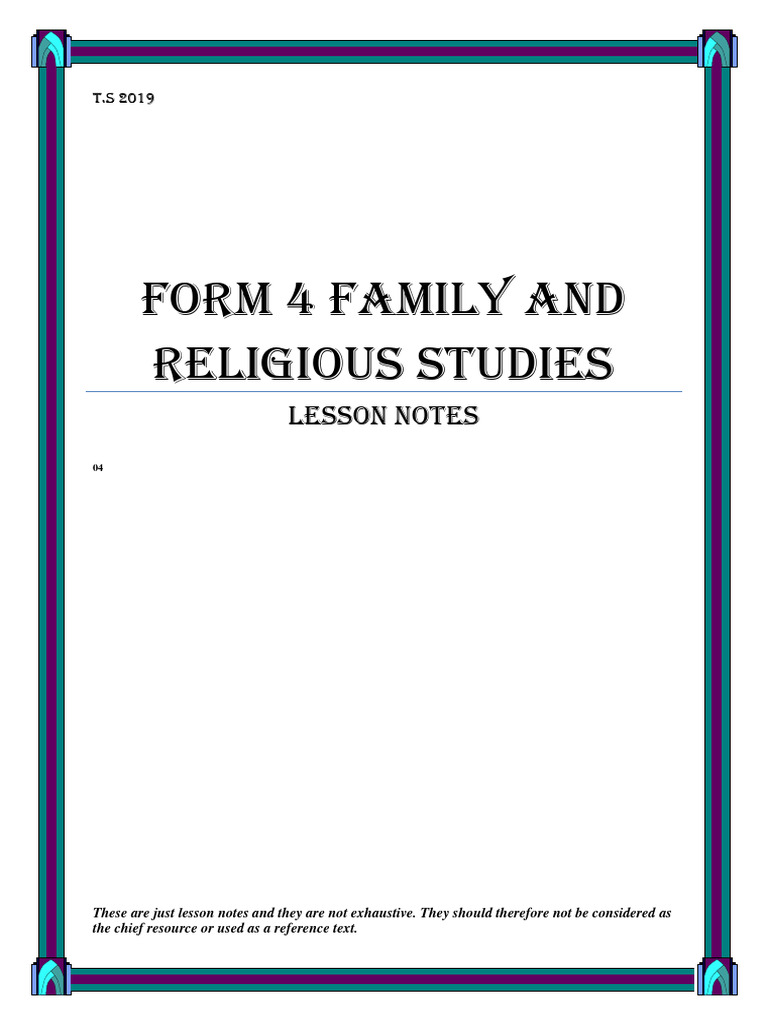 Form4 FRS Lesson Notes | PDF | Shabbat | Rosh Hashanah