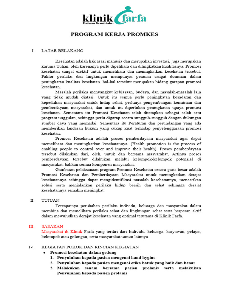 Program Kerja Promkes Pdf