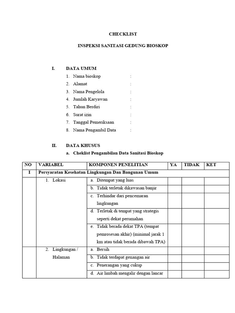 Checlist Bioskop Bener | PDF