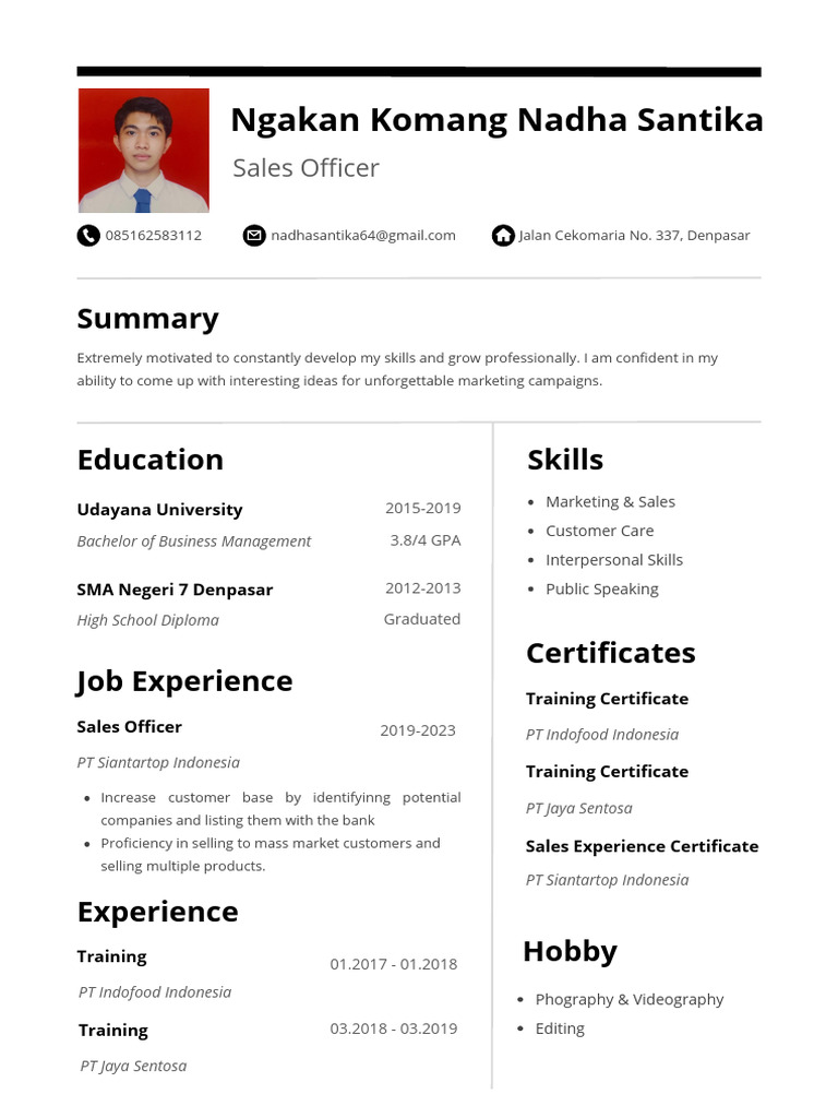 White Minimalist Sales Manager Resume | PDF