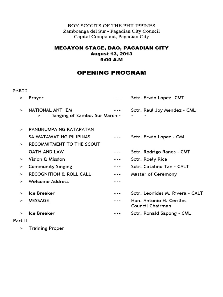 Opening Program | PDF