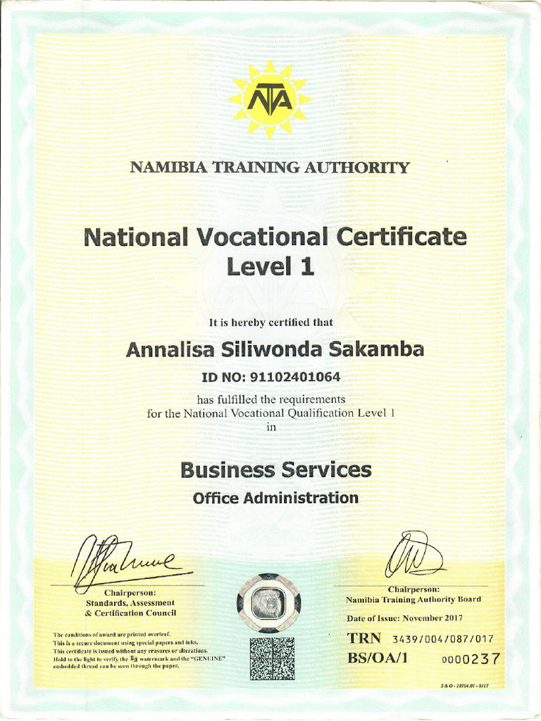 Business Service Level 1 Certificate | PDF