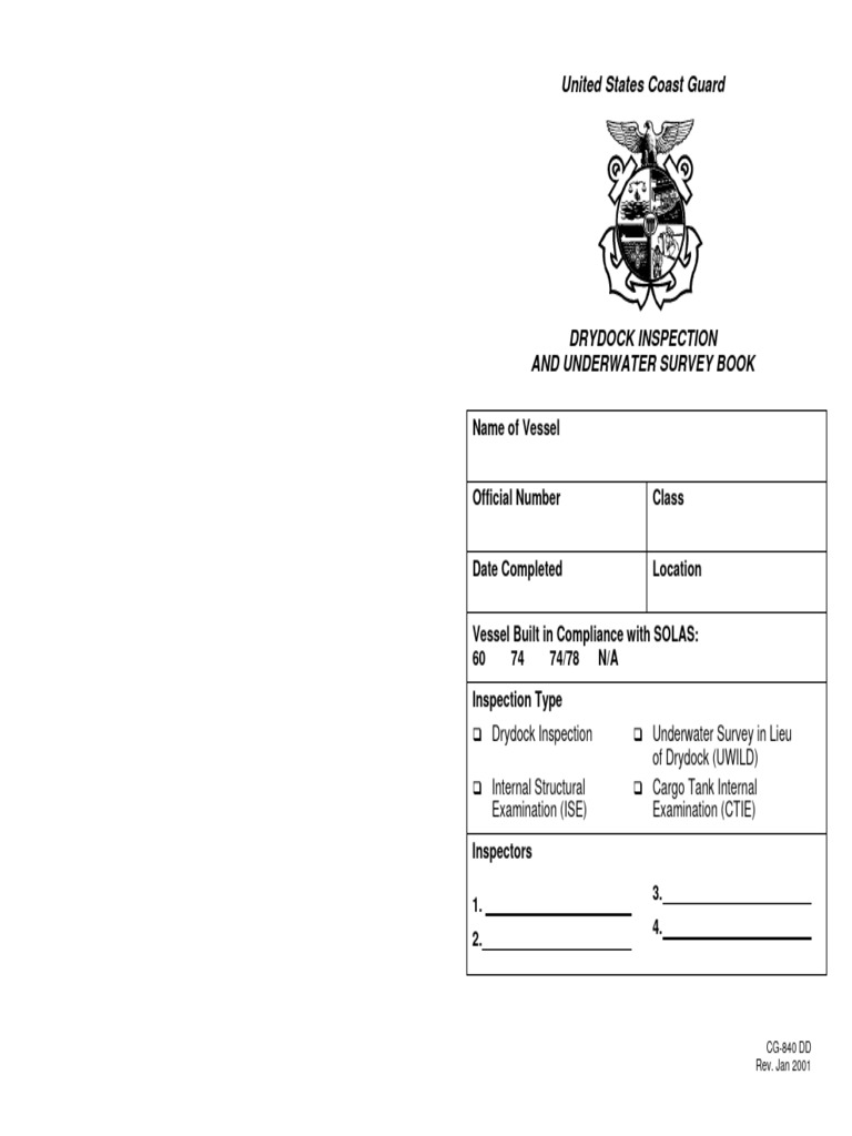 CG-840 Dry Dock Inspection and Underwater Survey | PDF | Barrel (Unit ...