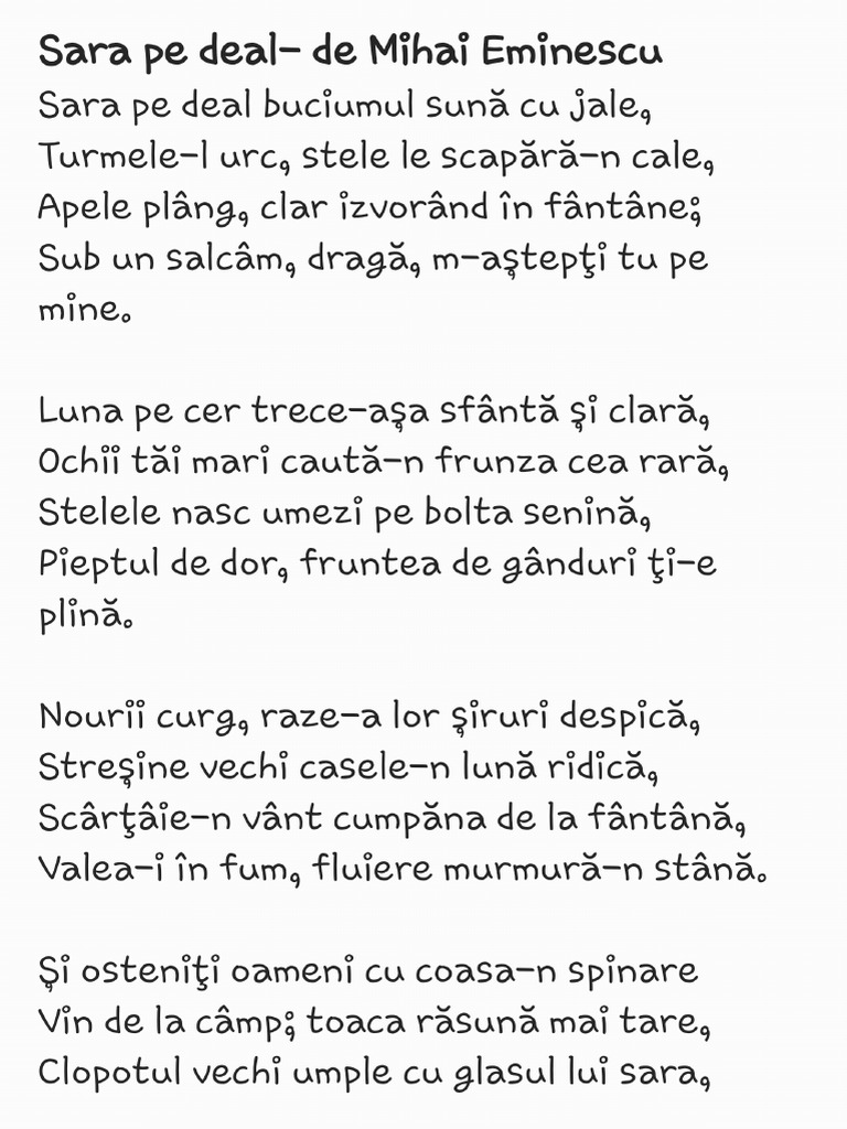 Sara Pe Deal - de Mihai Eminescu | PDF