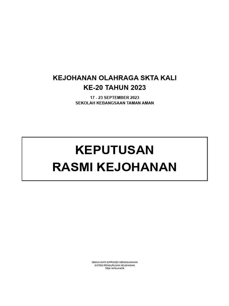Keputusan Rasmi Kejohanan | PDF