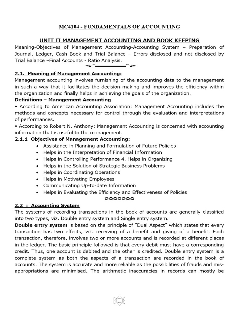 MC1404 - Unit 2 | PDF | Debits And Credits | Bookkeeping