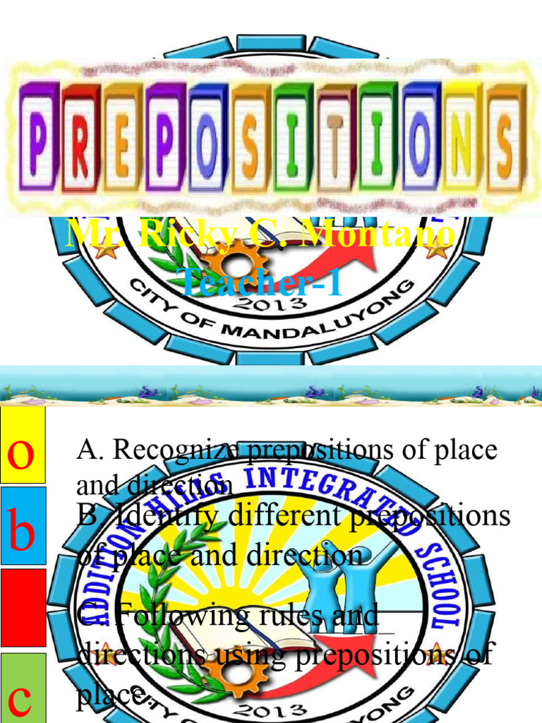 Identifying Prepositions of Place | PDF