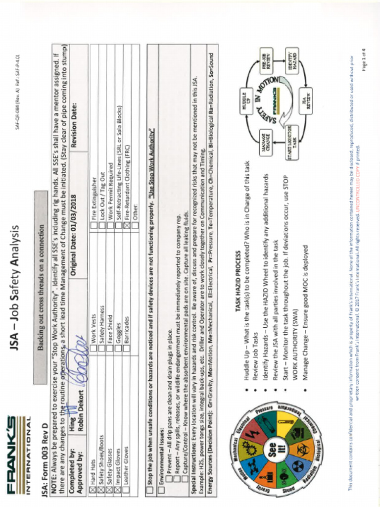 JSA 003 - Backing Out Cross Threads On A Connection | PDF