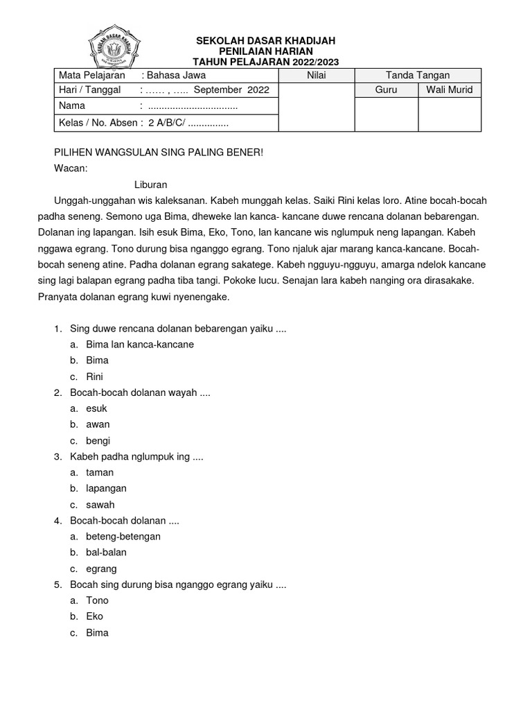PH B Jawa Bab 2 Kls 2 | PDF