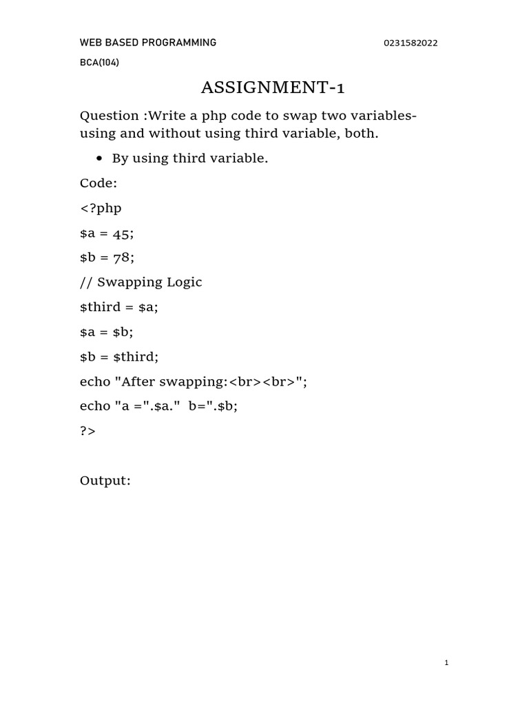 Assignment-1: Web Based Programming 0231582022 | PDF | Technology ...