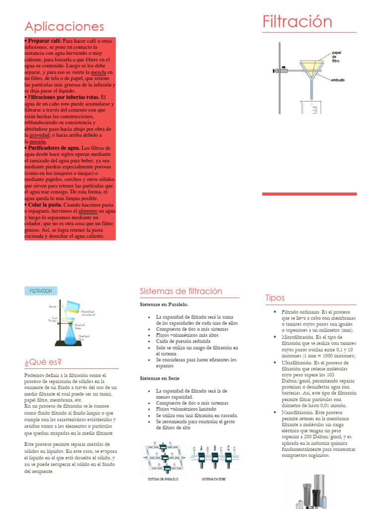 Métodos de Filtración y Aplicaciones | PDF | Filtración | Química