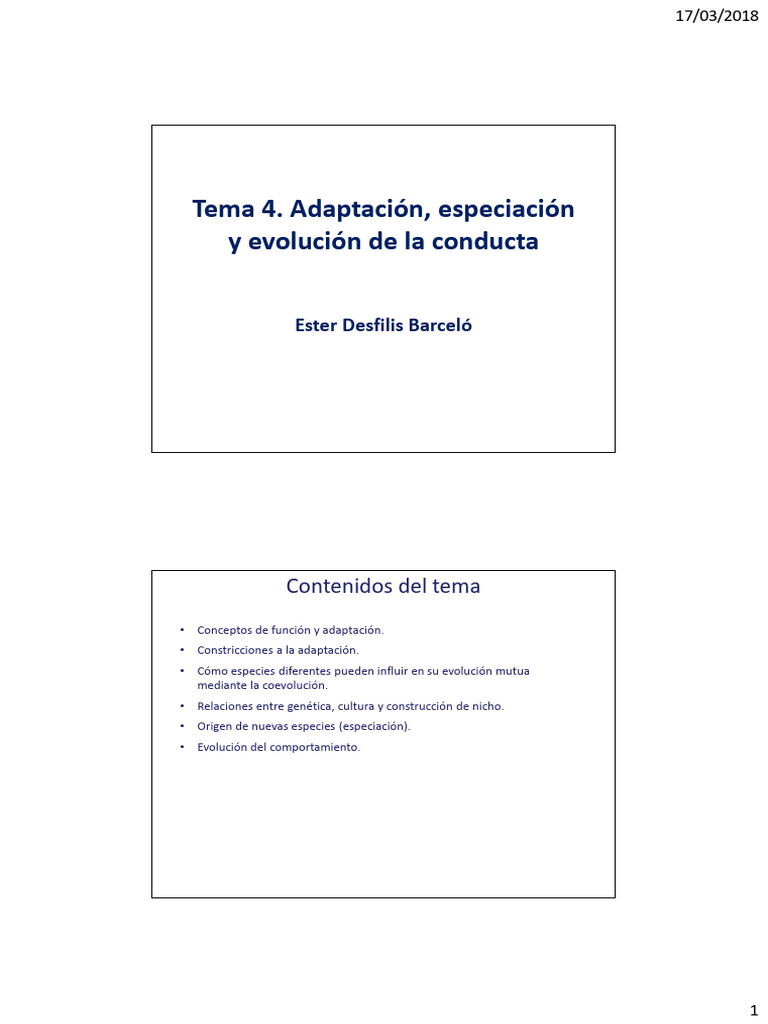 Adaptación y Especiación en Evolución | PDF | Evolución | Adaptación