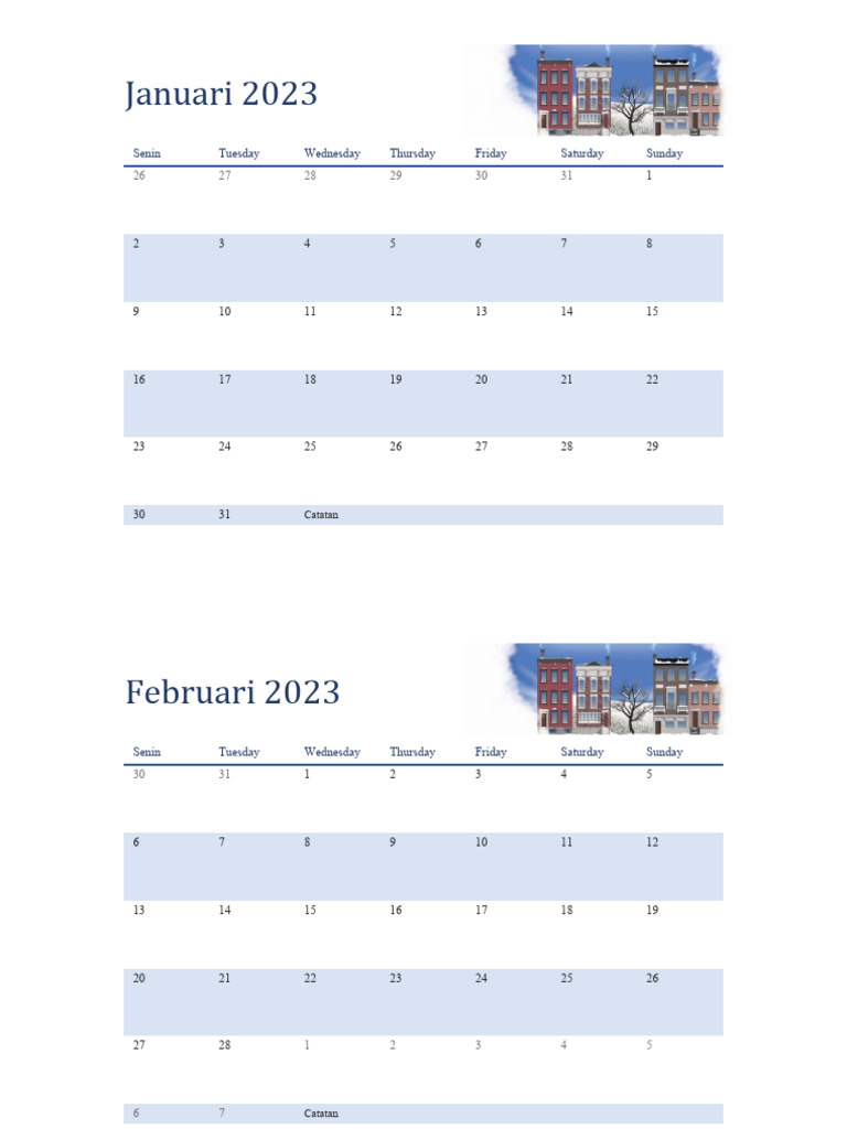 Kalender Semua Tahun Dengan Ilustrasi Musim | PDF