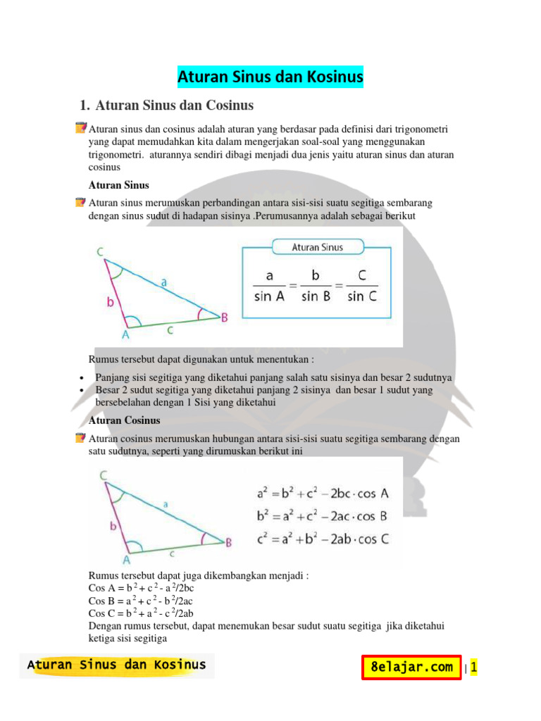 Aturan Sinus dan Kosinus dalam Trigonometri | PDF