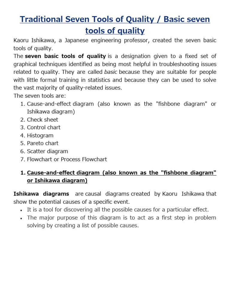 Seven Traditional Tools Of Quality Pdf
