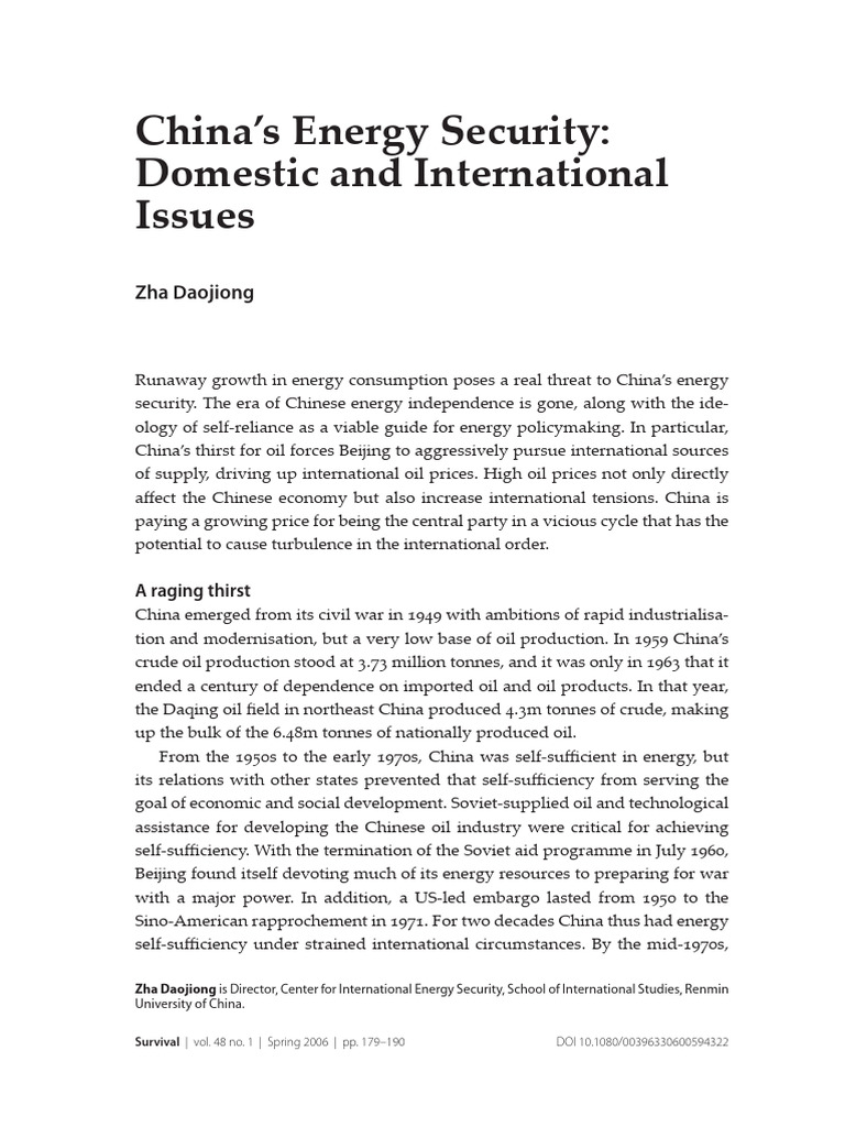 China's Energy Security: Domestic and International Issues: Zha ...