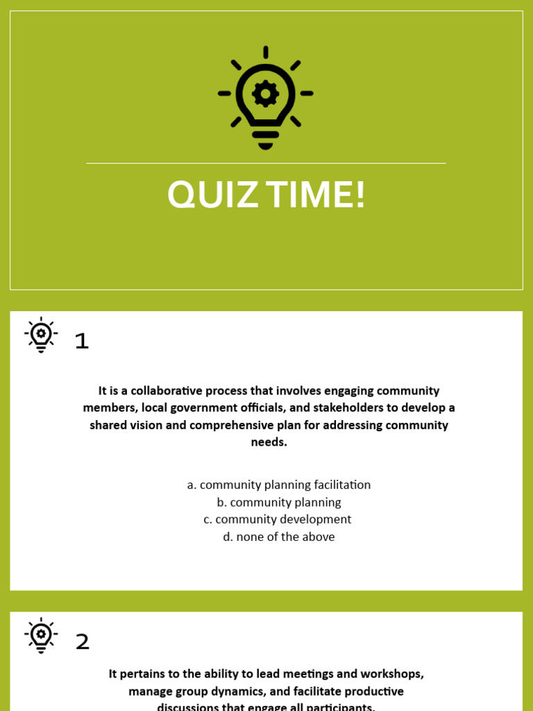 Community Planning Facilitation Quiz | PDF | Critical Thinking ...