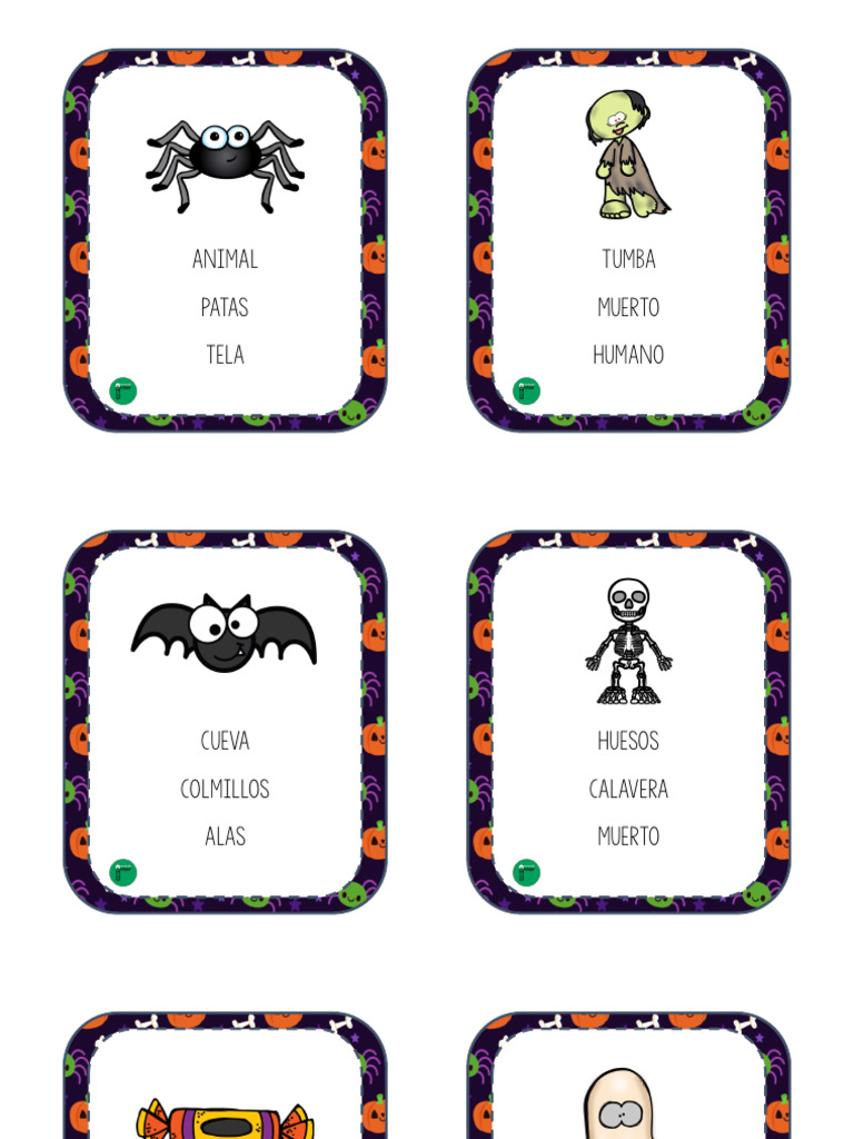 Vocabulario Halloween para Tabú Infantil | PDF | Cocina, comidas y vino ...