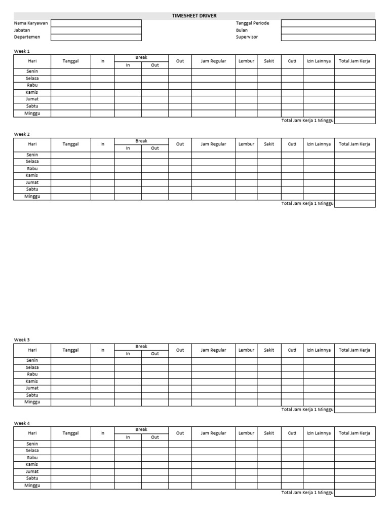 Timesheet Driver | PDF