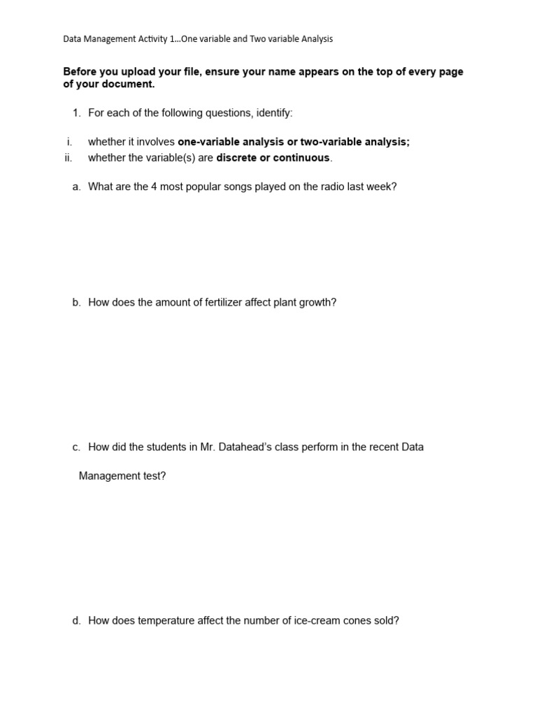 One and Two Variable Analysis Guide | PDF