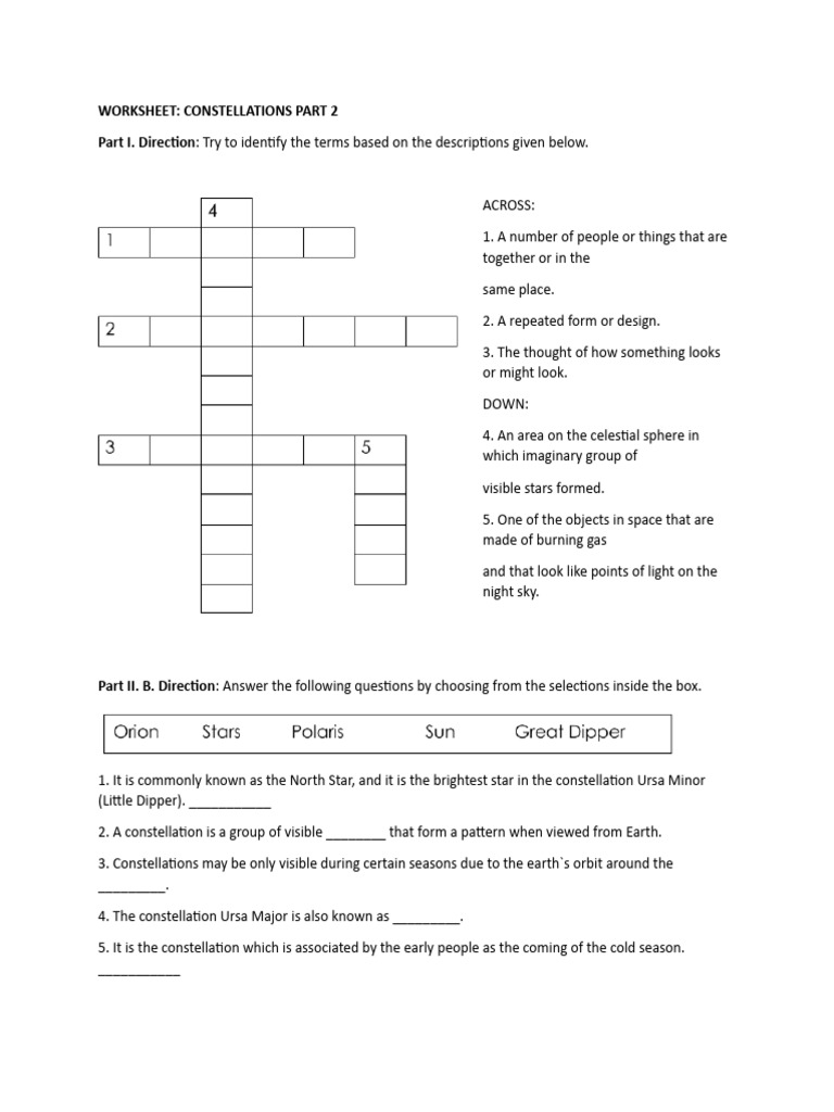 Constellations Identification Worksheet | PDF | Constellation | Stars