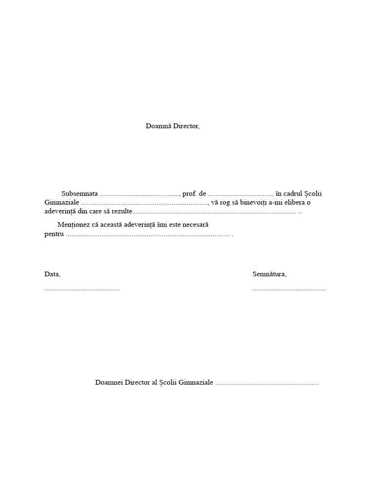 Cerere Catre Scoala | PDF