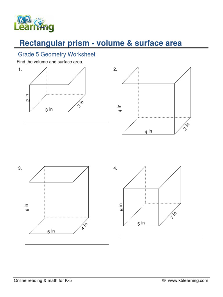 Grade 5 Geometry: Prism Volume & Surface Area | PDF
