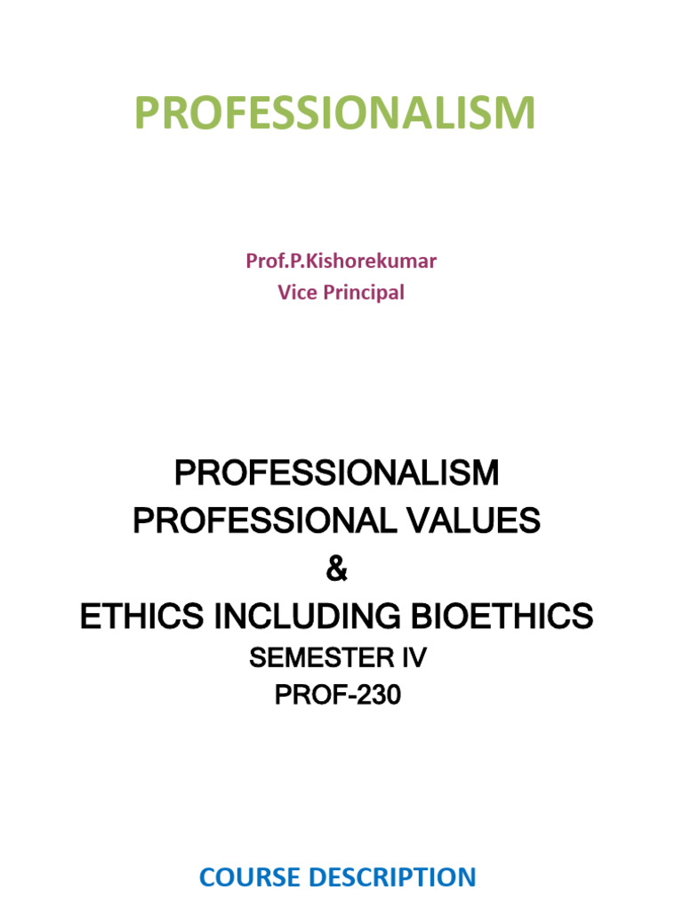 Professionalism | PDF