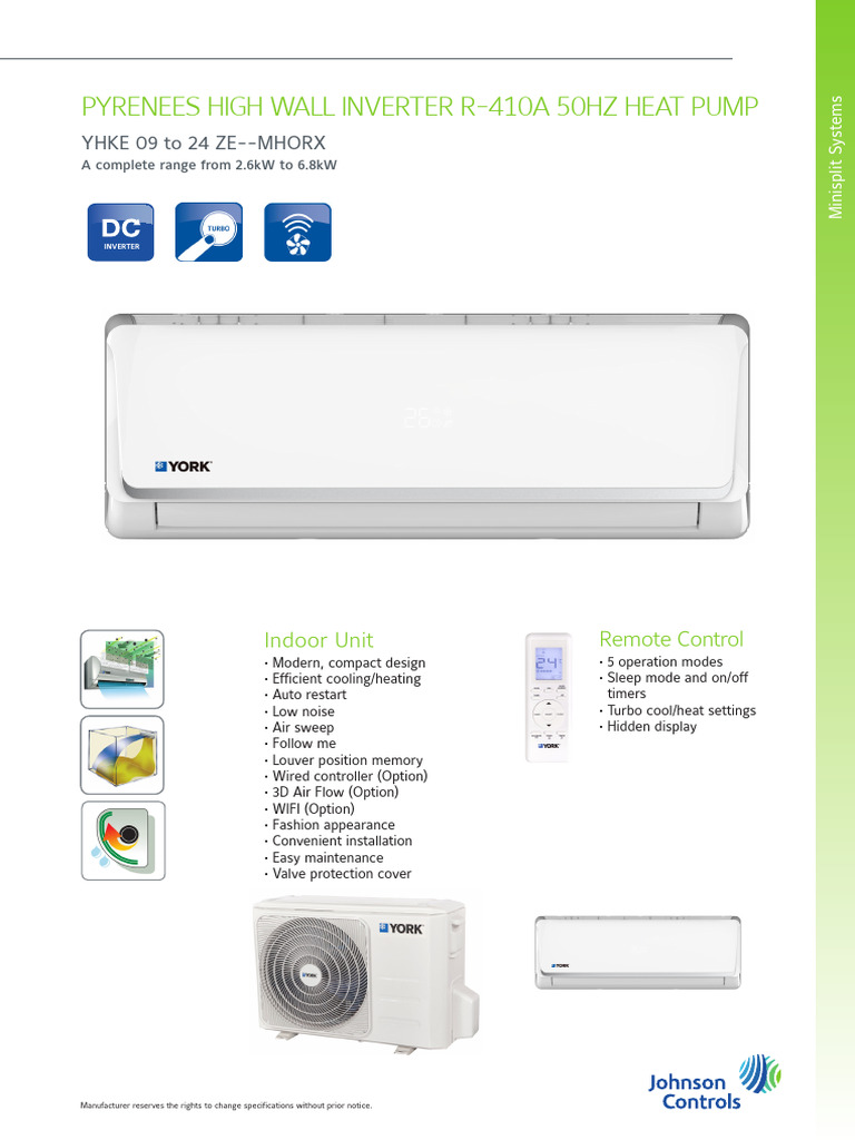 SHKEE - MHORX-170725 Pyrenees HWI 50Hz R410A HP 9-24K SAF ClassB 2pages | PDF | Air Conditioning ...