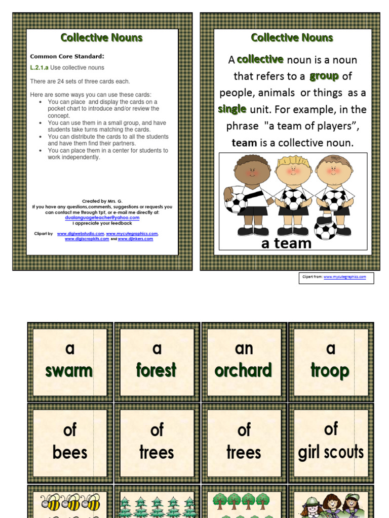 Collective Nouns 2 ND Grade Language Common Core Standards | PDF | Herd ...