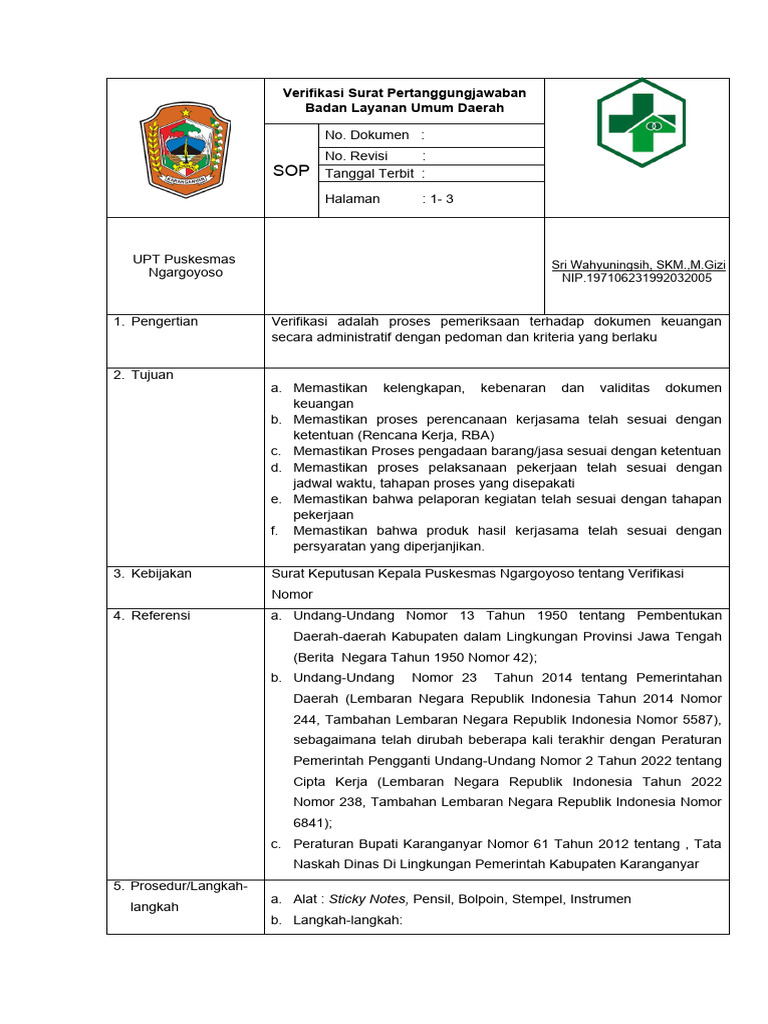 Format Contoh Sop 2023-1 | PDF