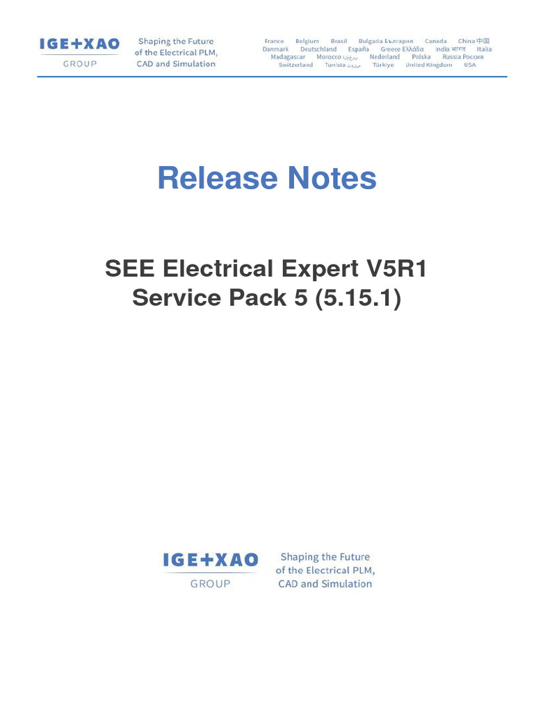 Release Notes SEE Electrical Expert V5R1 Service Pack 5 - 5.15.1 - EN | PDF