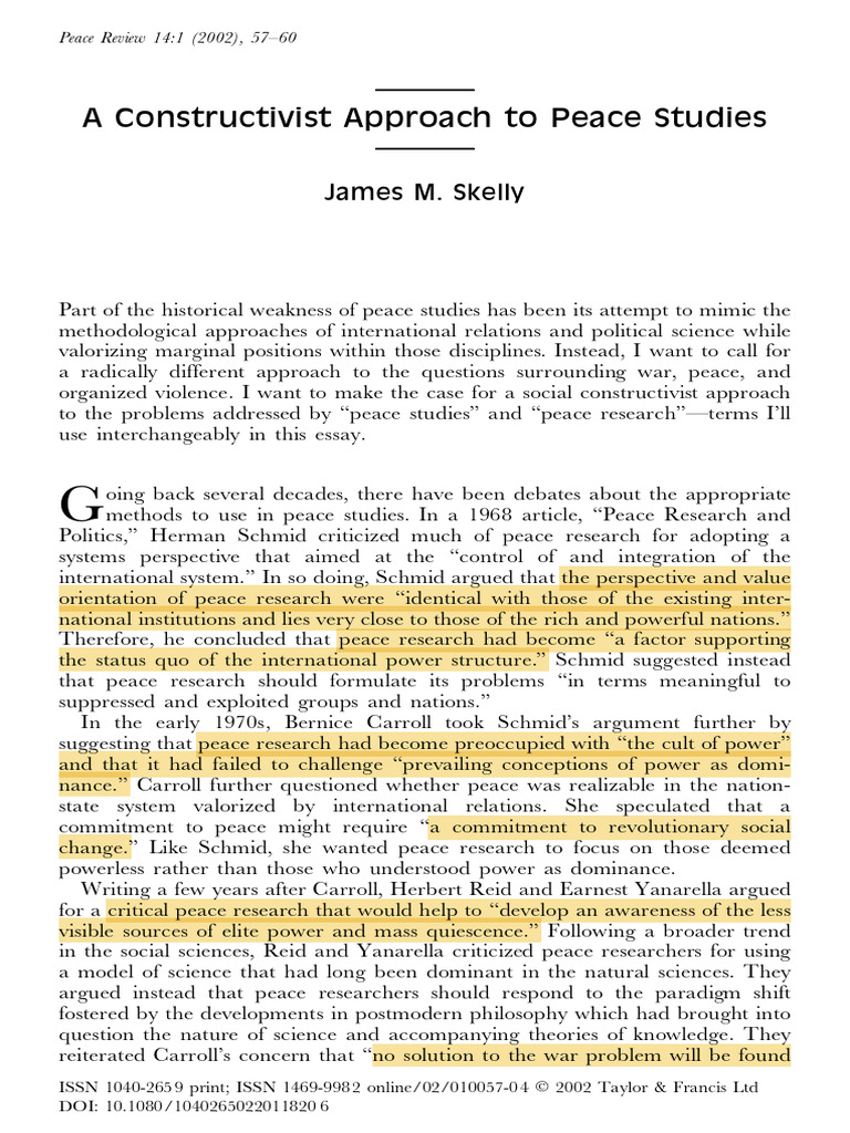 Skelly.A Constructivist Approach To Peace Studies.2002 | PDF ...