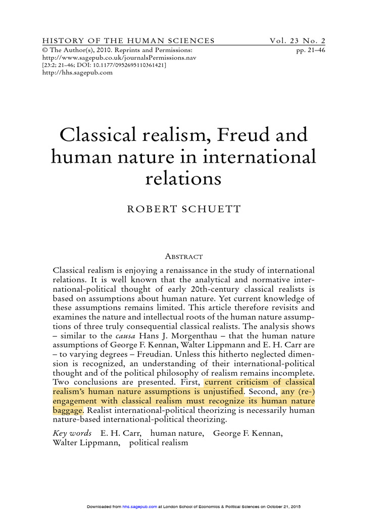 Schuett - Classical Realism, Freud and Human Nature in International ...
